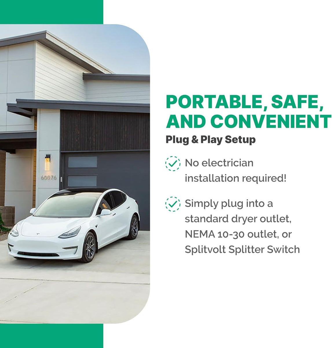 Adjustable up to 24 Amps - EV Charger (240V, 26ft cable, NEMA 10-30, L ...